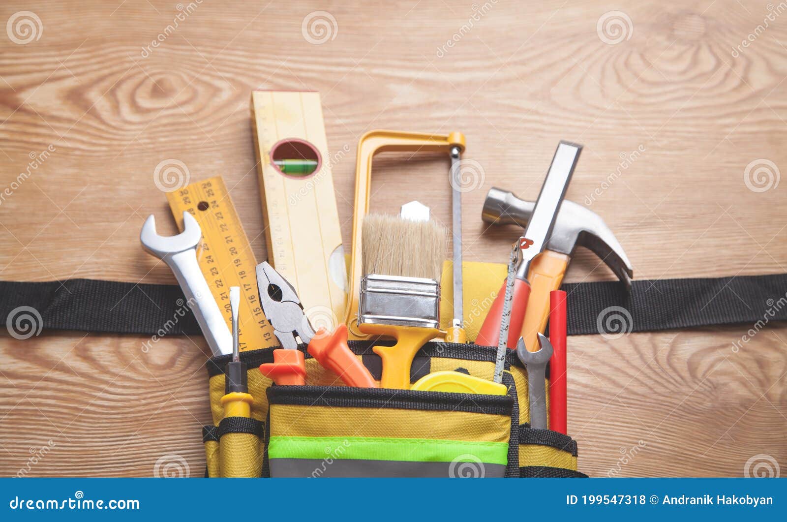 Work Tools on Wooden Background Stock Photo - Image of industrial, work ...