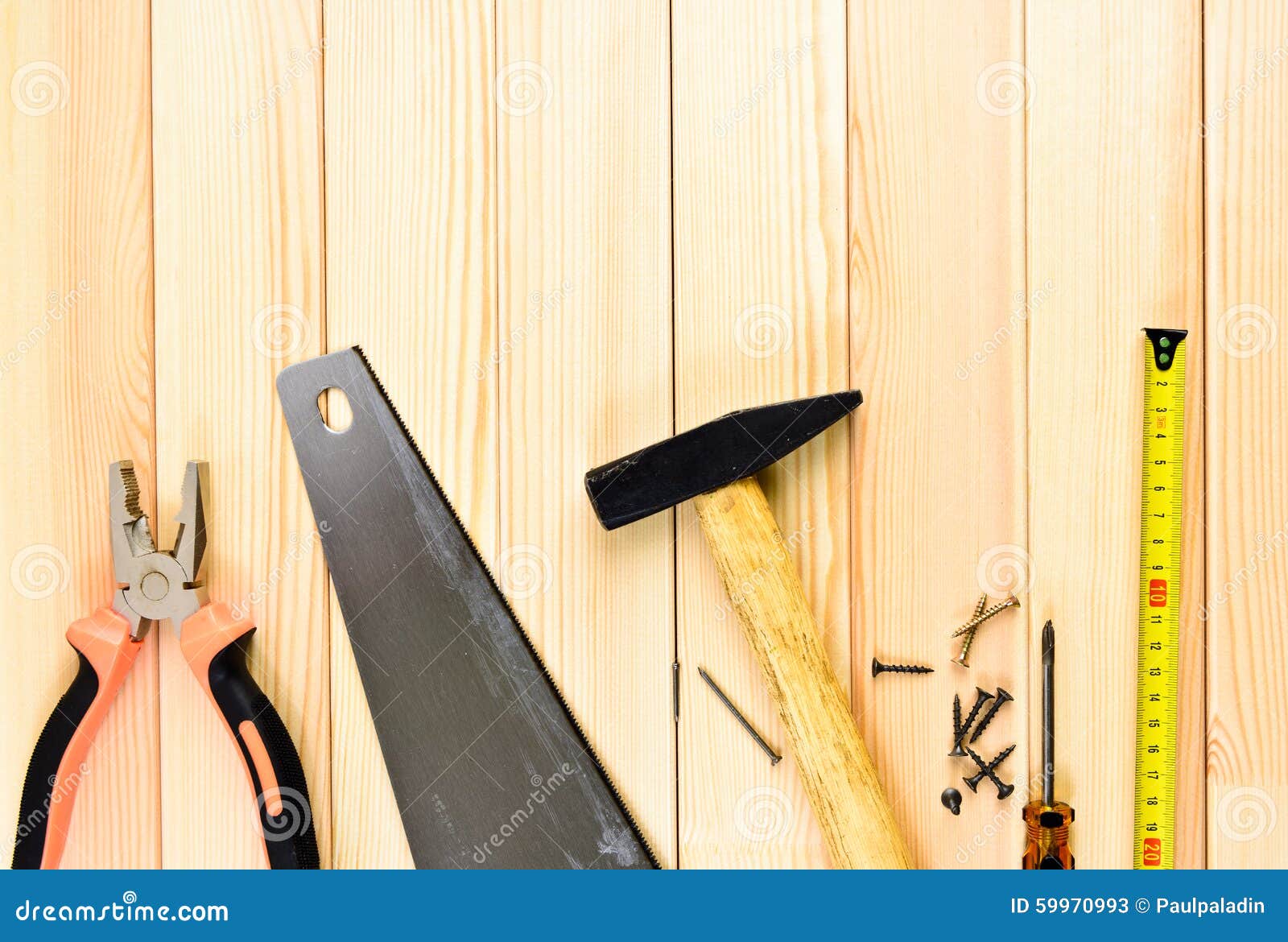 Work Tools on Wooden Background Stock Image - Image of objects ...
