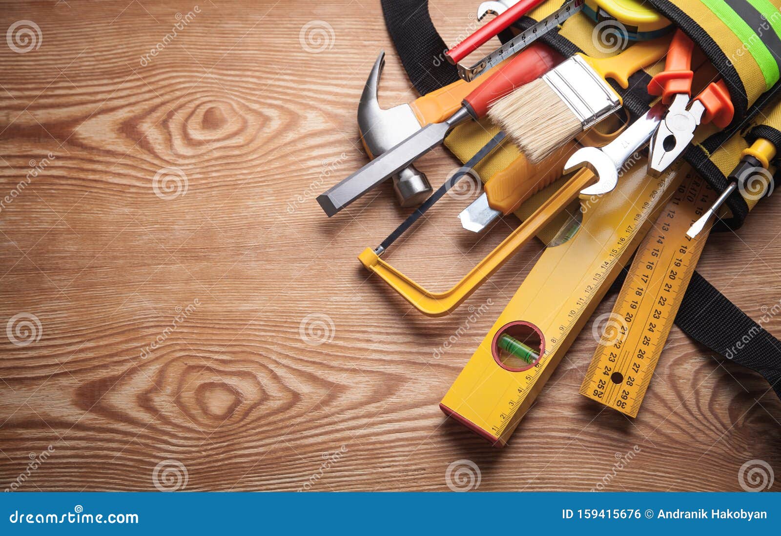 Work Tools on Wooden Background Stock Photo - Image of hammer, house ...