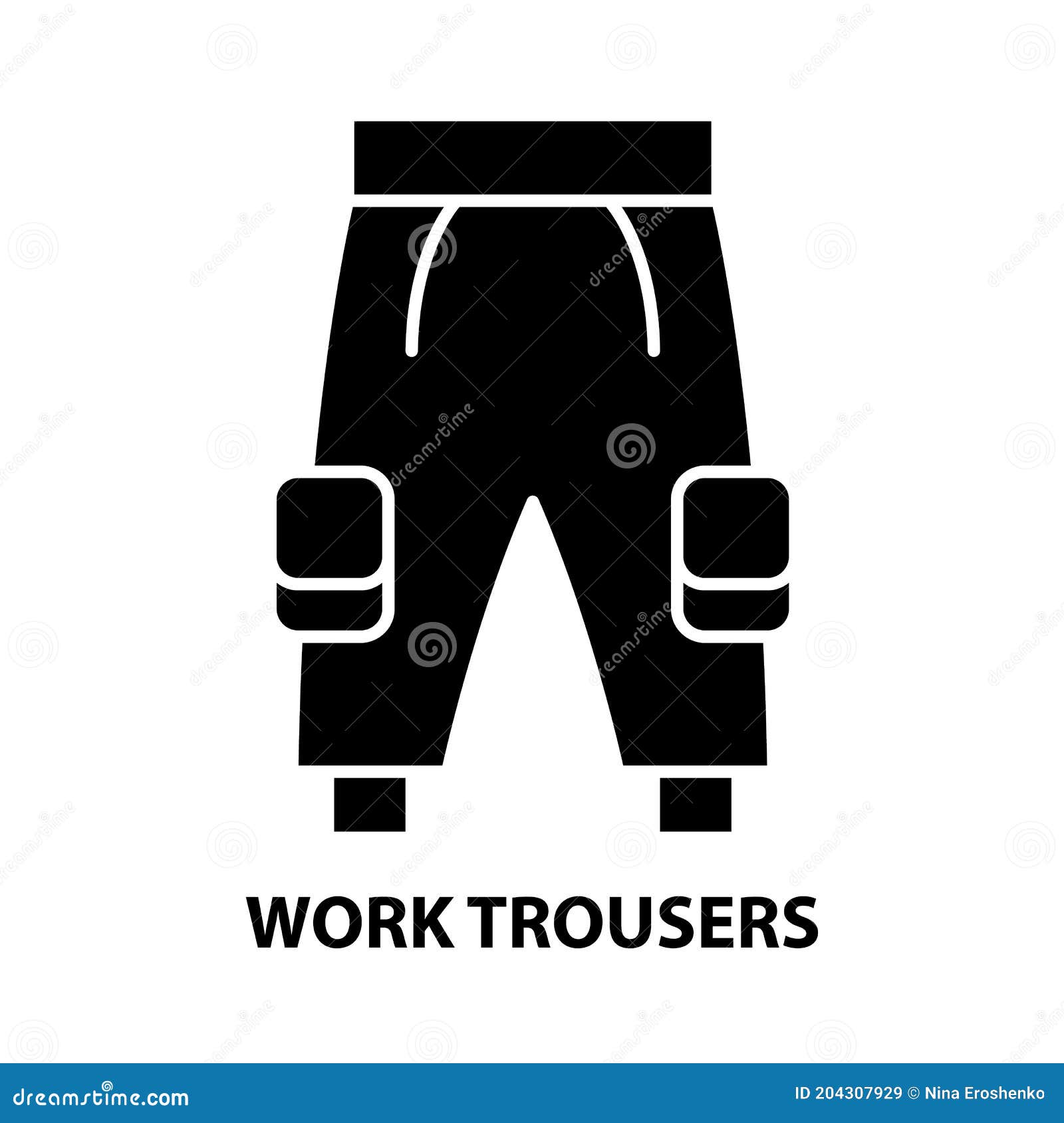 Work Trousers Icon, Black Vector Sign with Editable Strokes, Concept ...