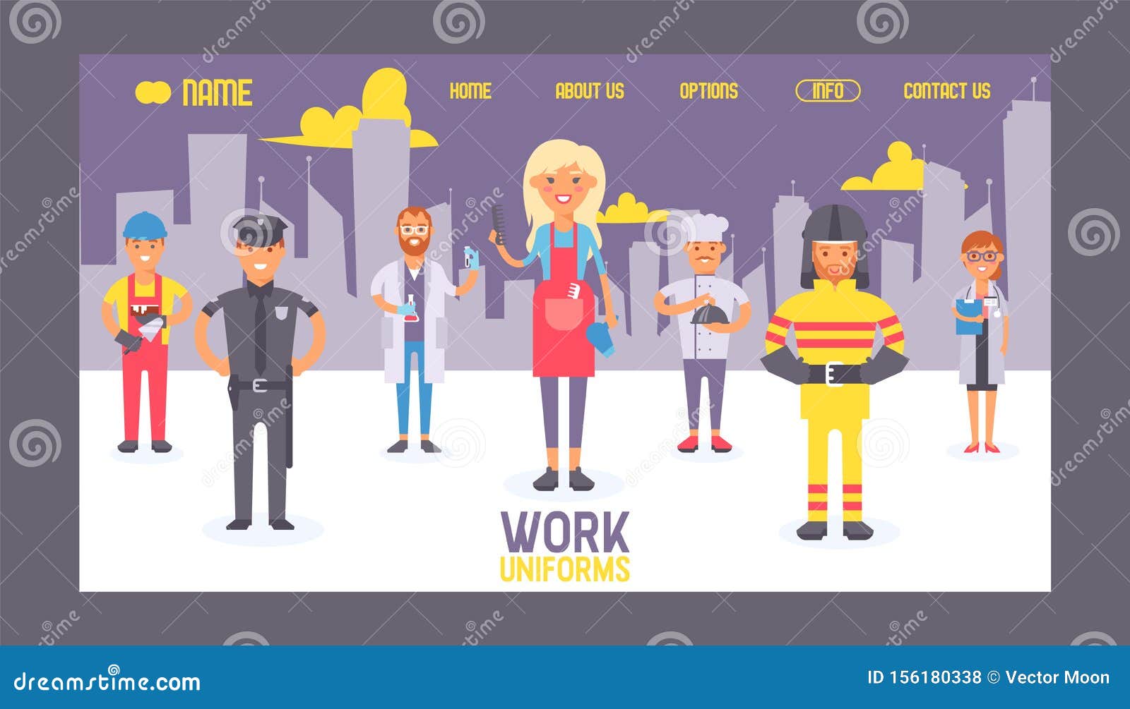 Work Uniform Banner Web Design Vector Illustration. People of Different ... Work Uniform Banner Web Design Vector Illustration. People of Different ...