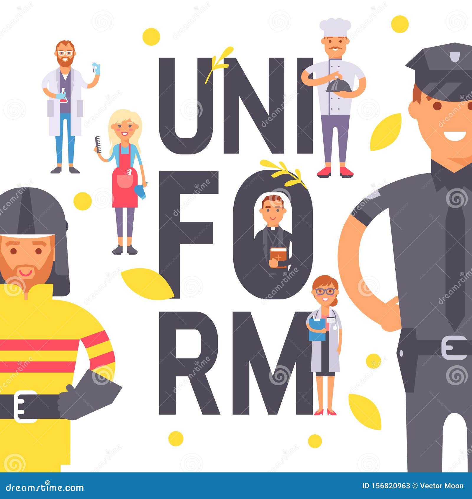 Work Uniform Banner Web Design Vector Illustration. People of Different ...