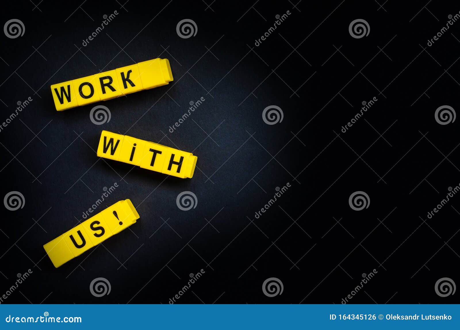 Work with Us Word on the Black Background with Free Place for Your Text ...