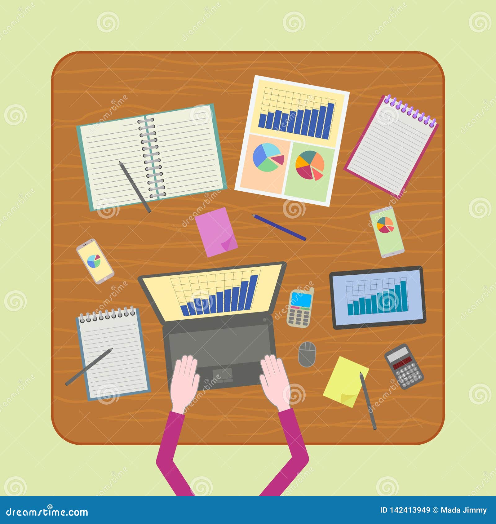 Work Using so Many Digital Devices. Stock Vector - Illustration of ...