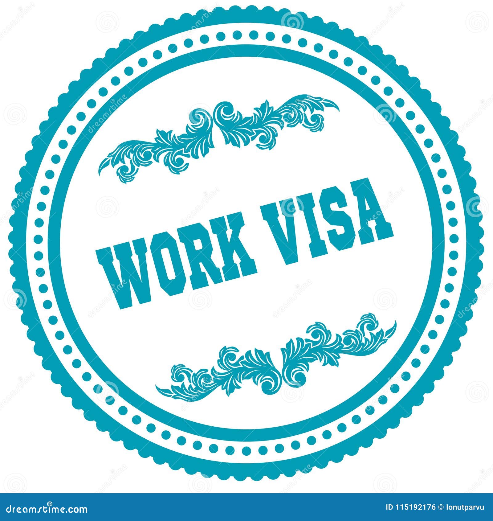 WORK VISA Blue Round Stamp. Stock Illustration - Illustration of seal ...