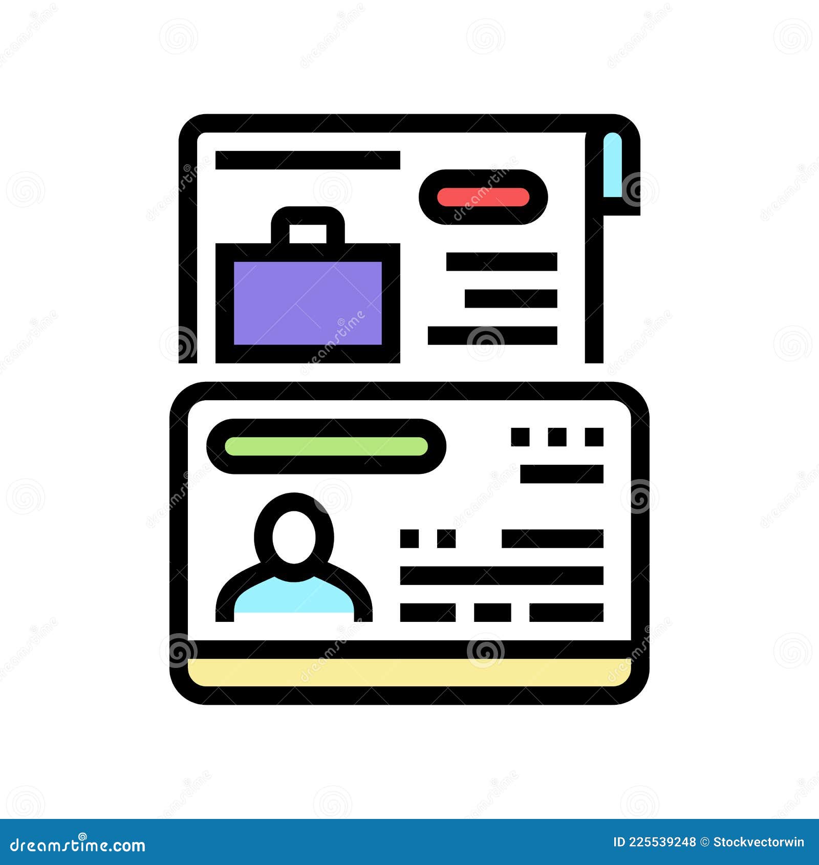 Work Visa Color Icon Vector Illustration Stock Vector - Illustration of ...