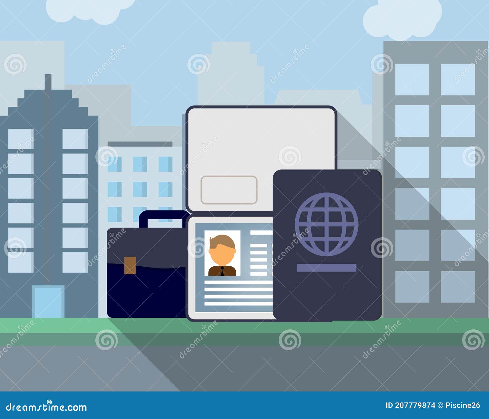 Work VISA and Work Pass for Working Abroad Stock Vector - Illustration ...