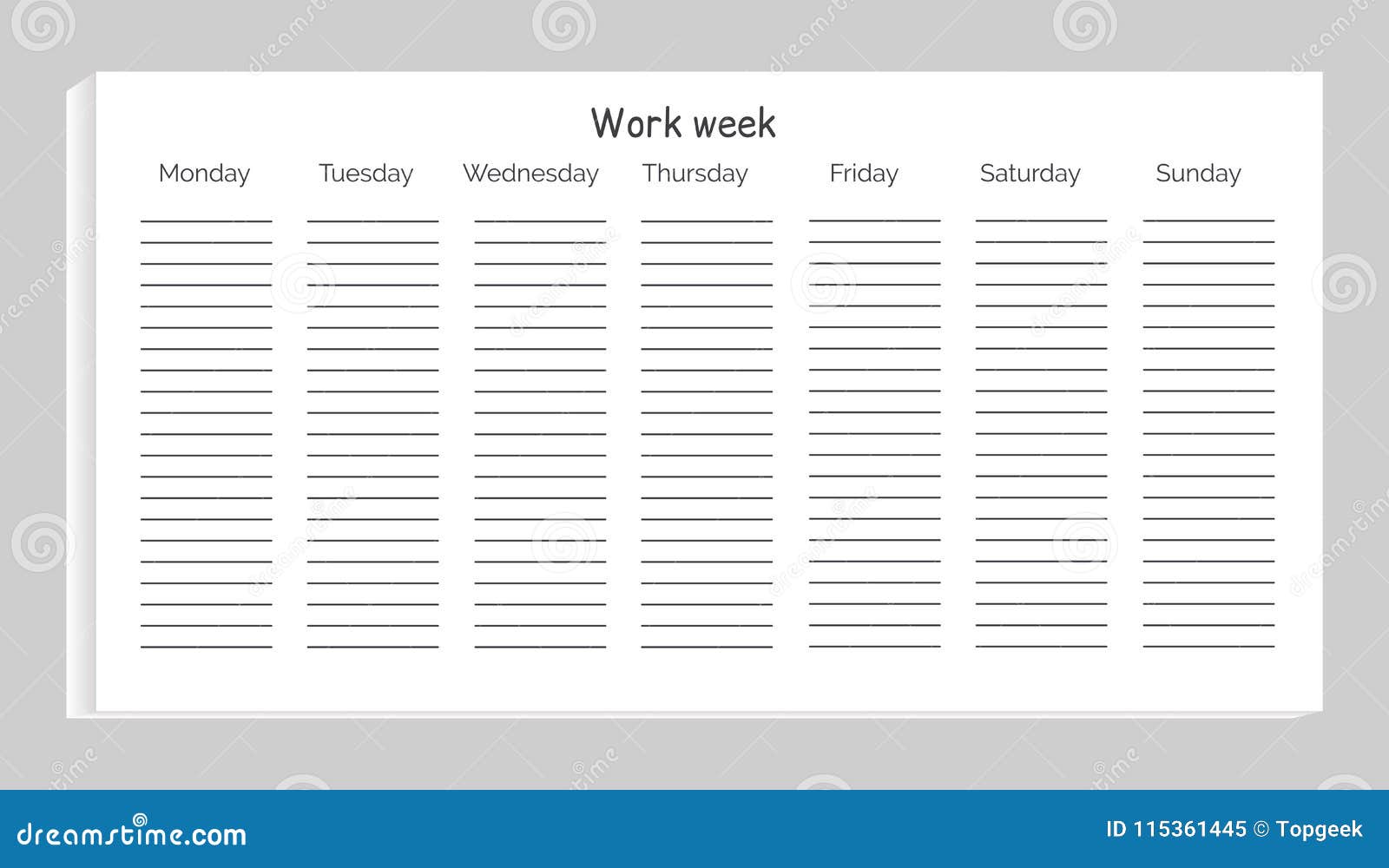 Work Week with Days and Lines Vector Illustration Stock Vector ...