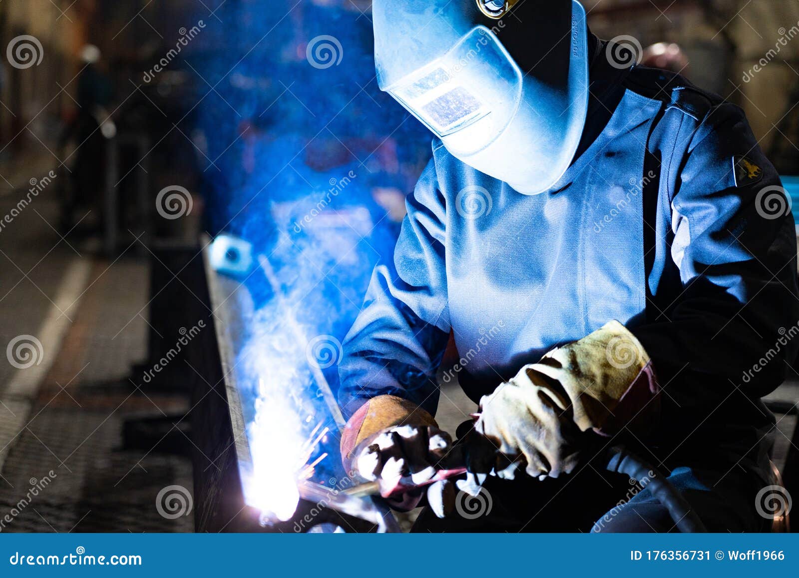 The Work Of A Welder Who Welds Iron Parts Stock Photography ...