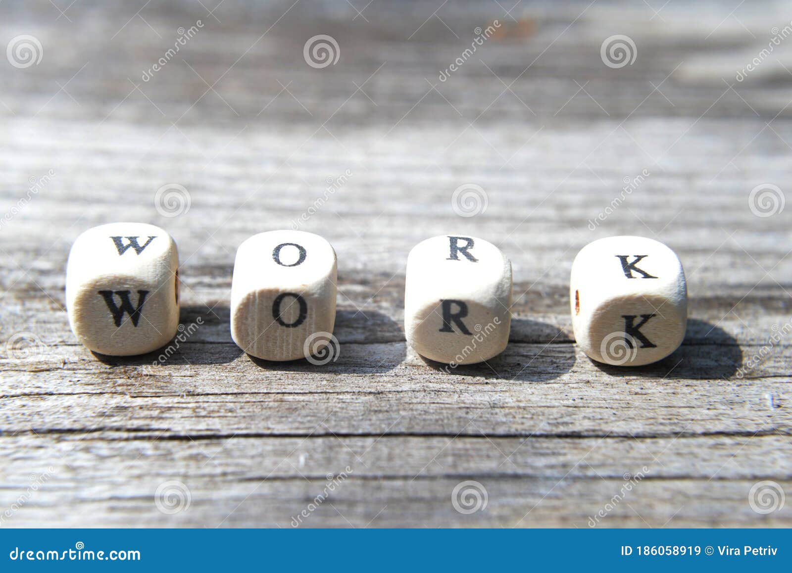 Work - Wooden Cubes with Letters on a Wooden Background Stock Image ...