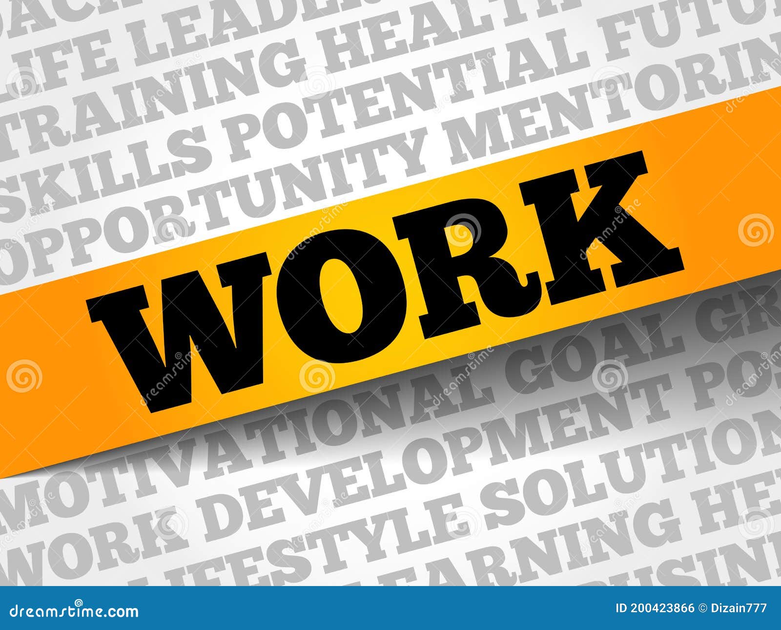 WORK word cloud stock illustration. Illustration of goal - 200423866