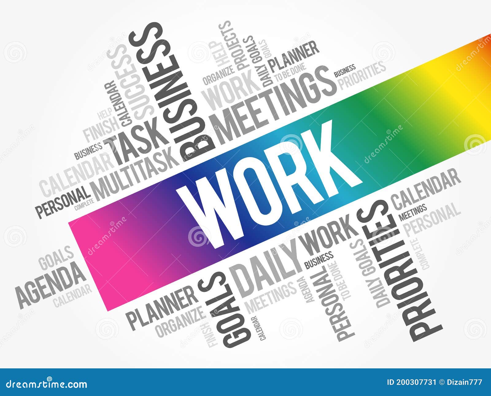 WORK word cloud collage stock illustration. Illustration of strategy ...