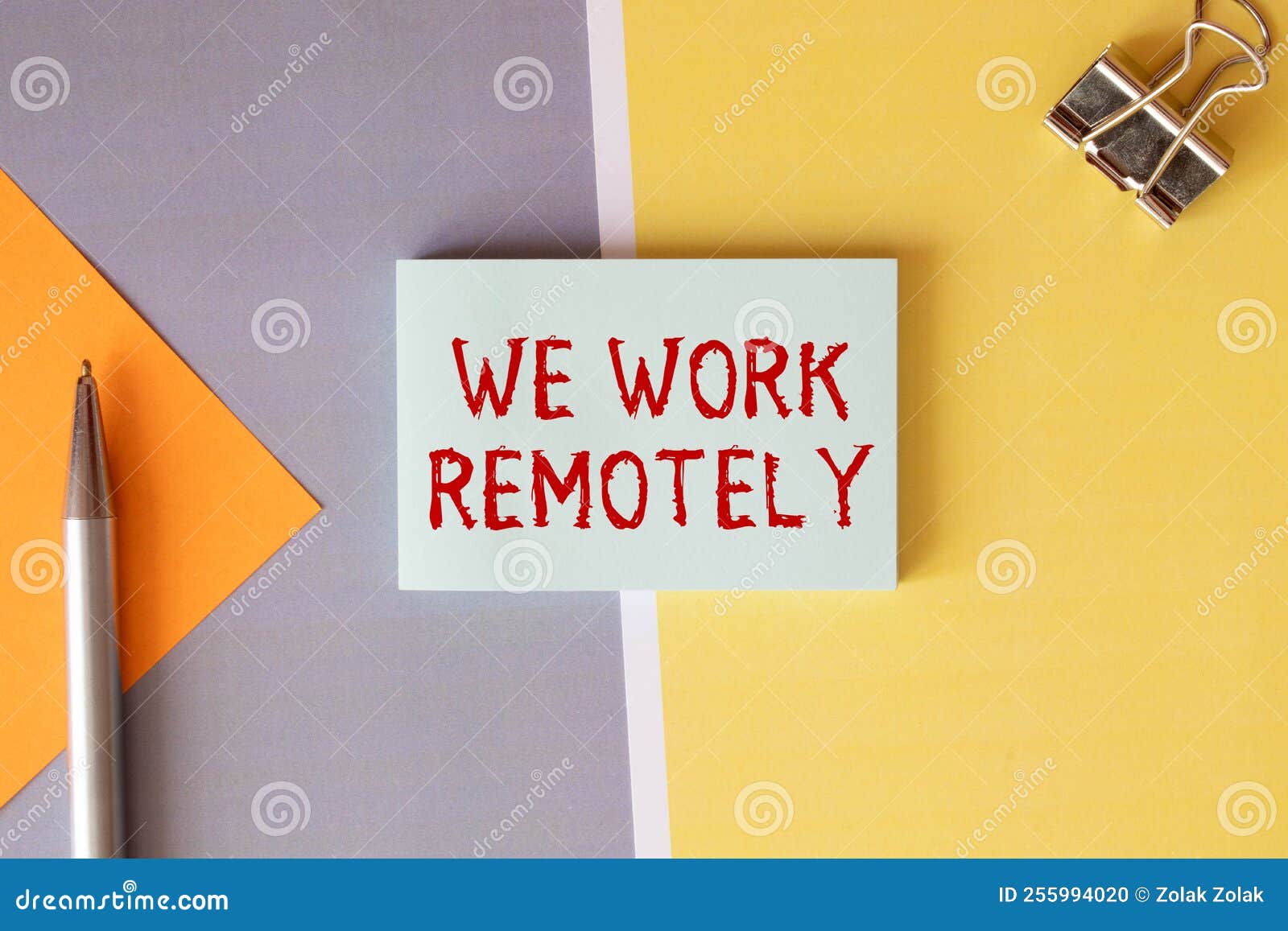 Work from Word. Text we WORK REMOTELY on White Noteboock Stock Photo ...