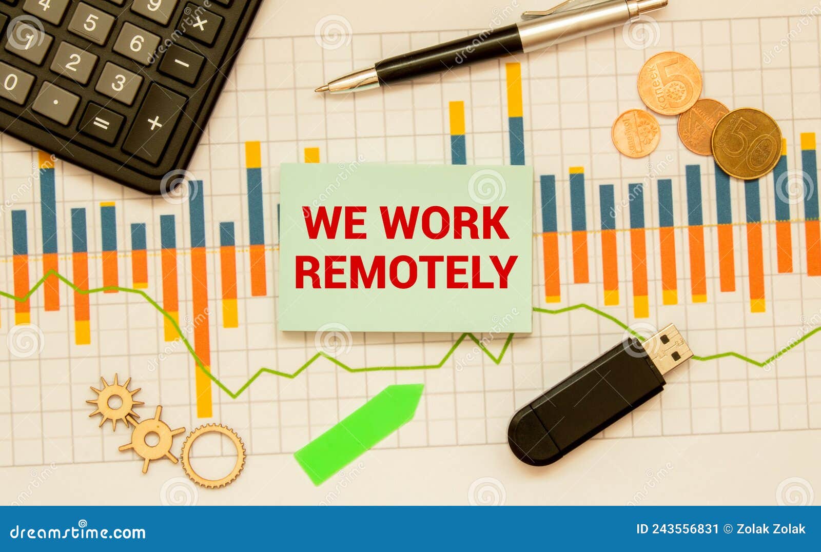 Work from Word. Text we WORK REMOTELY on White Noteboock Stock Image ...