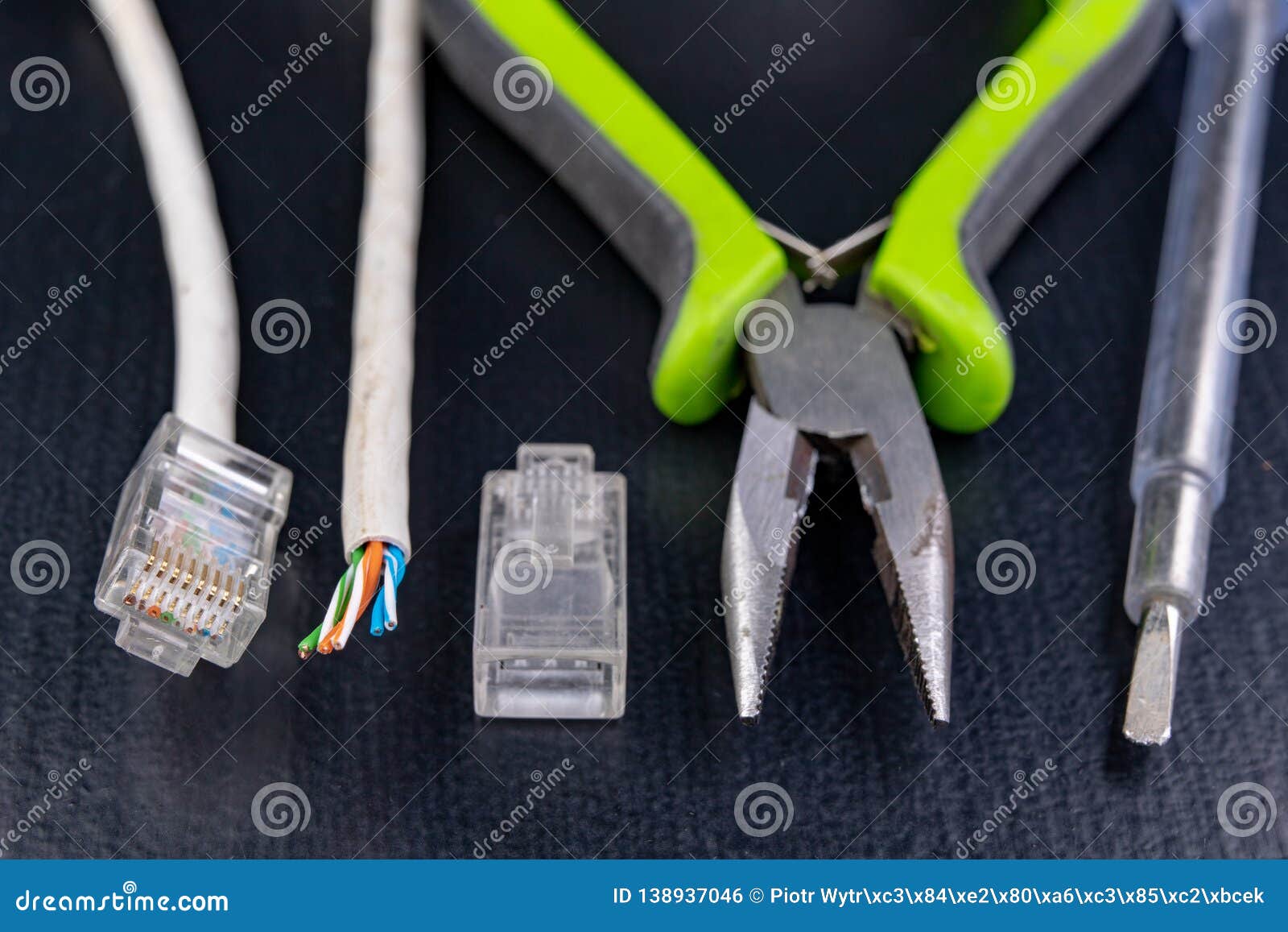Work in a Workshop on Connections Used in Electronics. Computer Cables ...