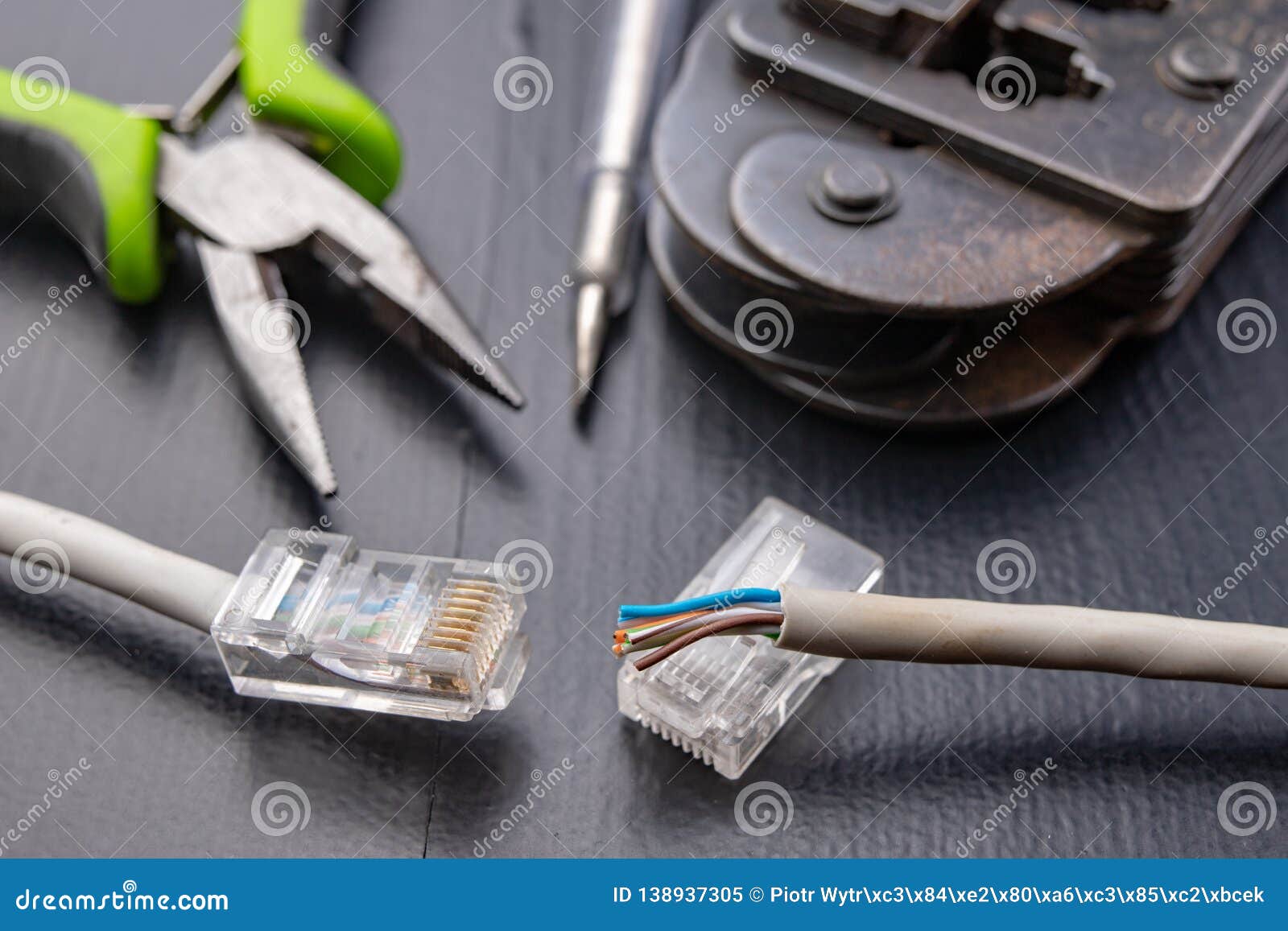 Work in a Workshop on Connections Used in Electronics. Computer Cables ...