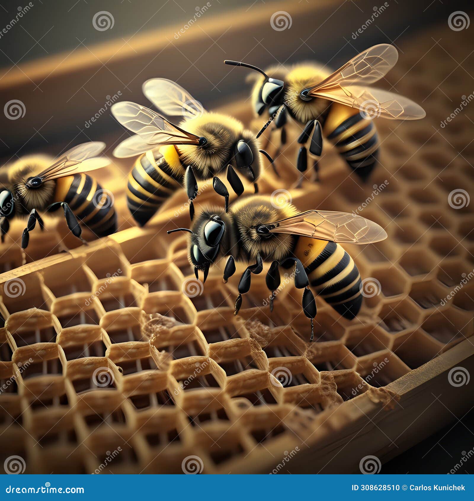 The Work of Young Bees in the Hive - Generated by Ai Stock Illustration ...
