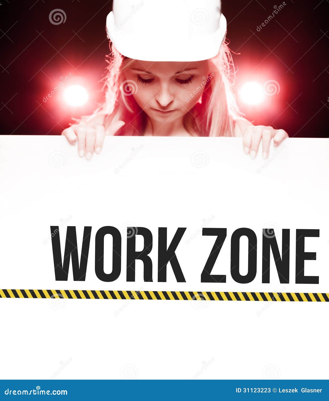 Work Zone Sign Held by Worker Stock Image - Image of recondition ...