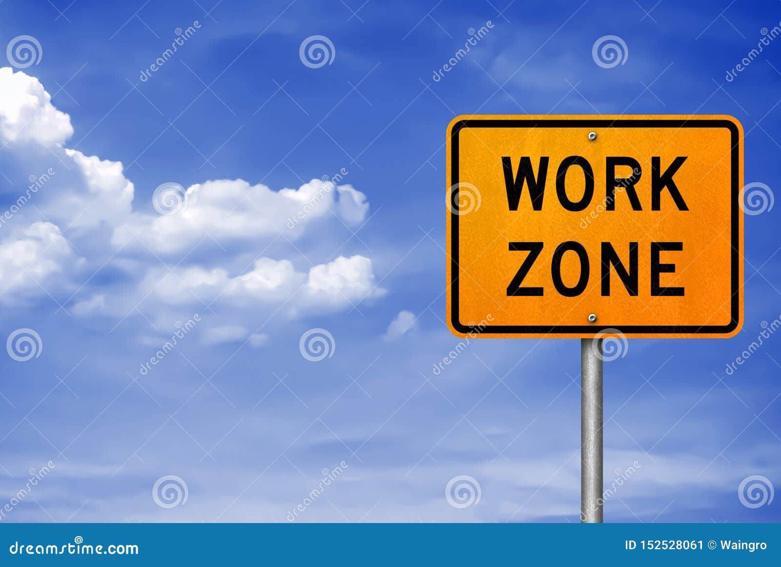 Work Zone - Traffic Sign Information Stock Image - Image of road ...