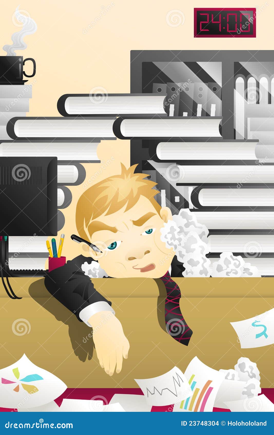 Workaholic stock vector. Illustration of feebly, exhausted - 23748304