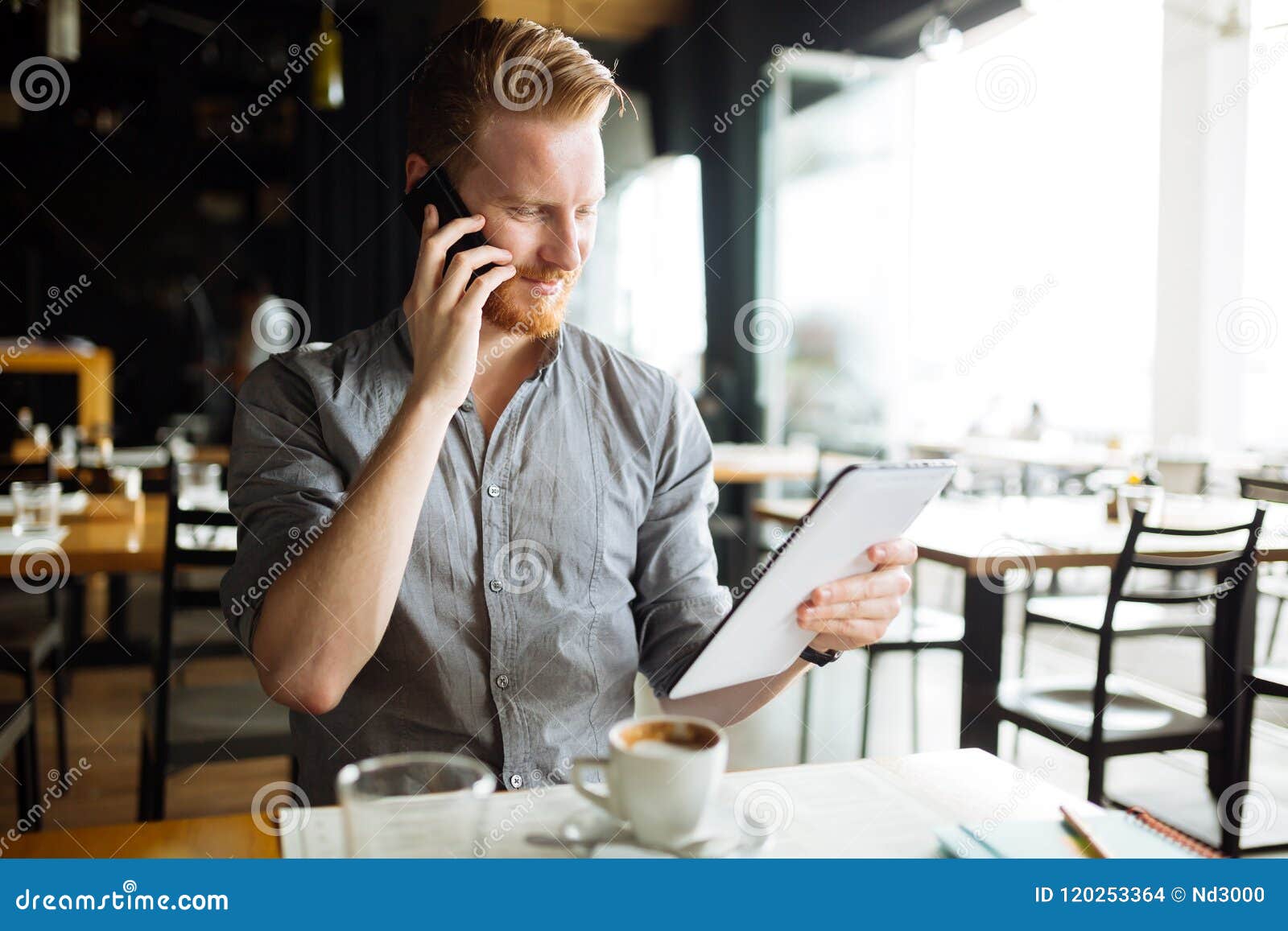 Workaholic Businessman on Break Stock Photo - Image of male, obligation ...