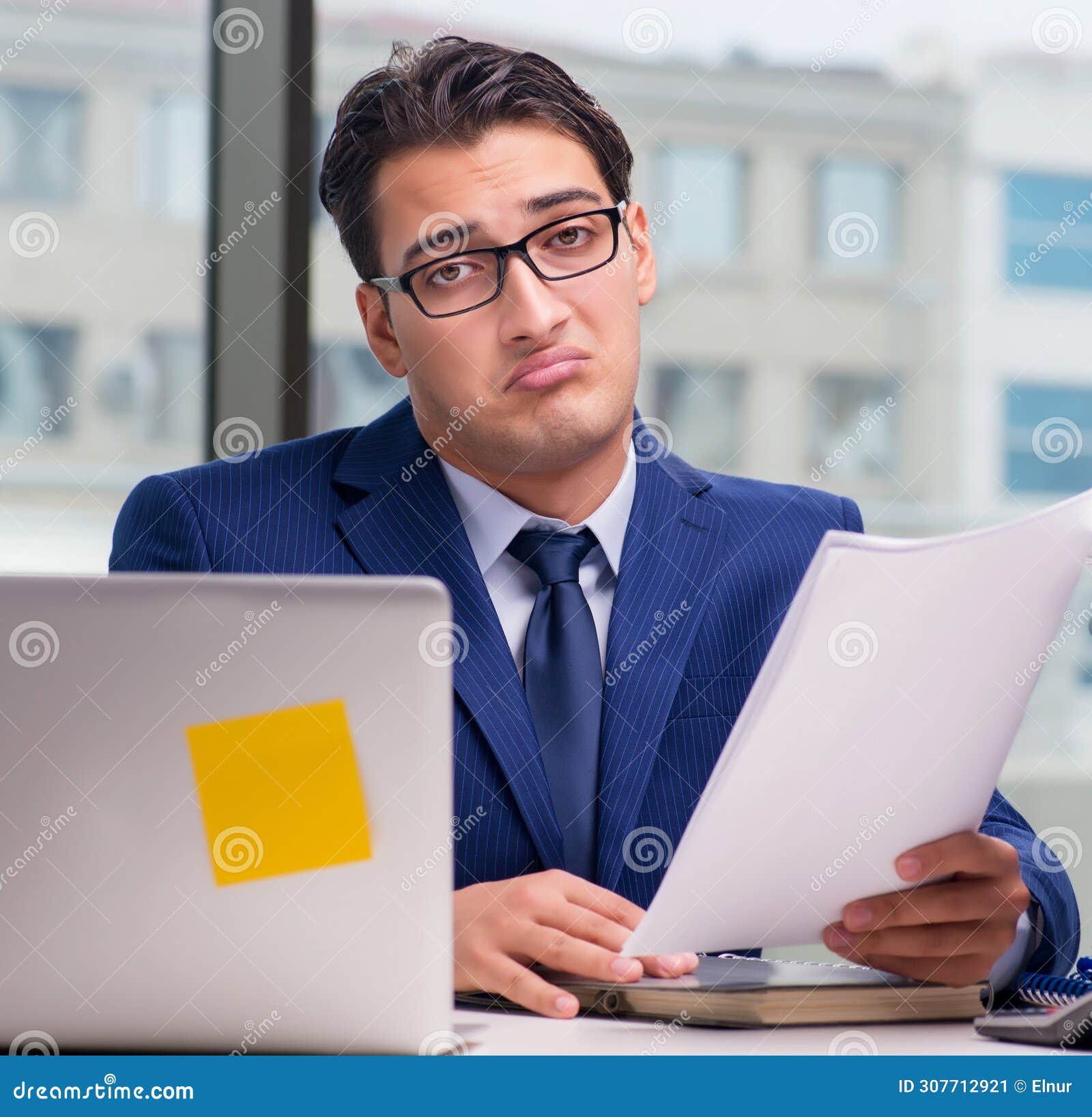 Workaholic Businessman Overworked with Too Much Work in Office Stock ...