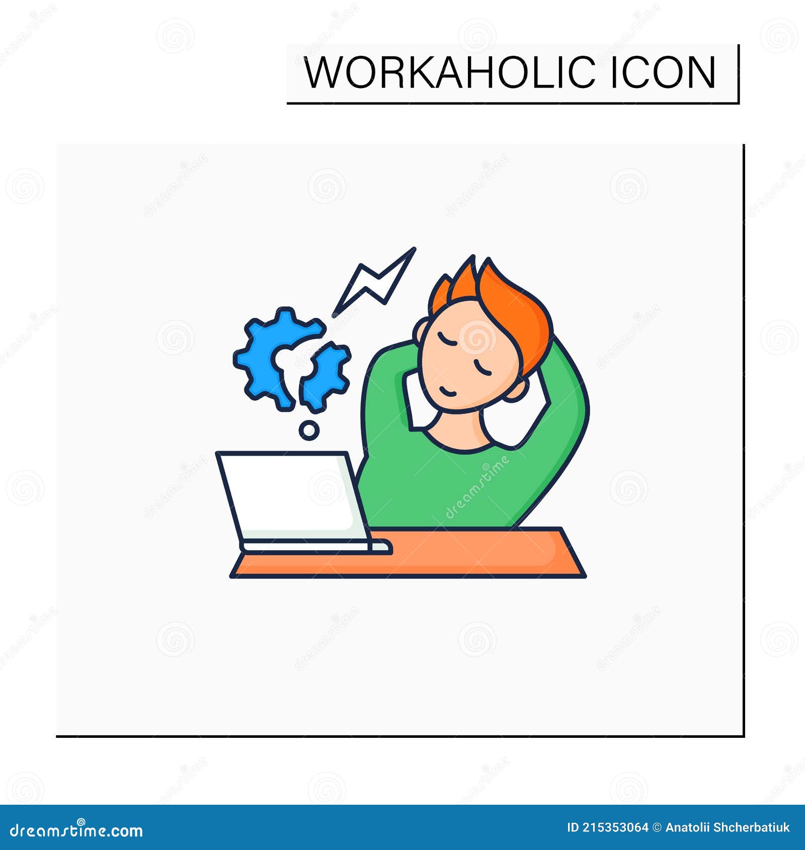 Workaholic color icon stock vector. Illustration of icon - 215353064