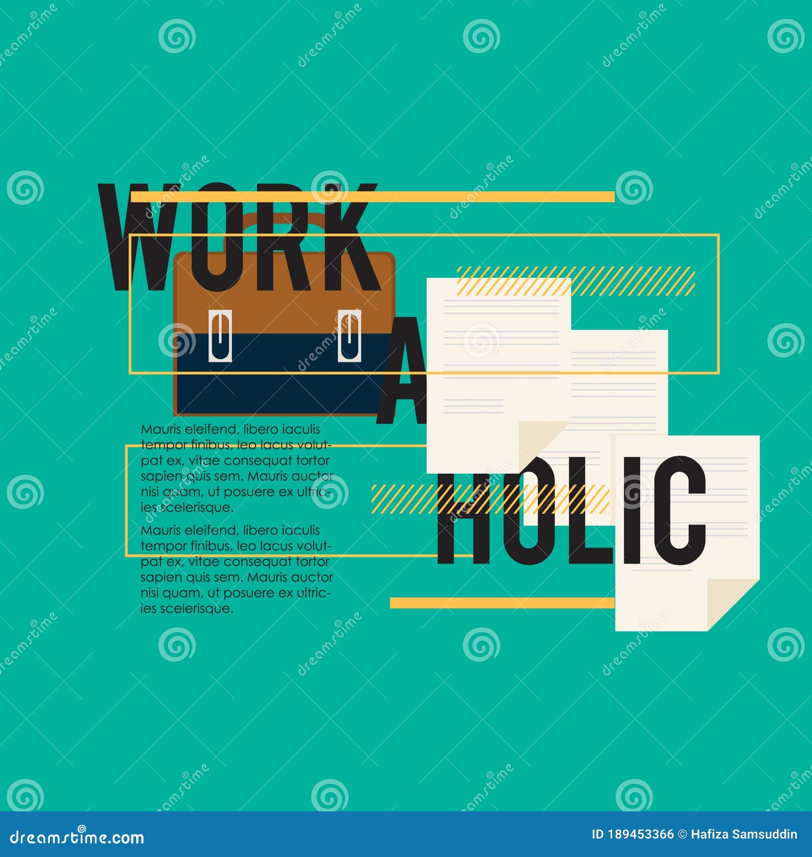 Workaholic Quote. Vector Illustration Decorative Design Stock Vector ...