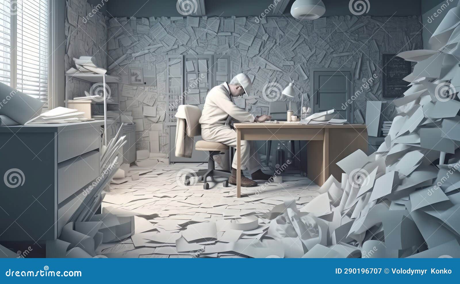 Workaholic Worker Working in Paper Art Style Design. Generative Ai ...