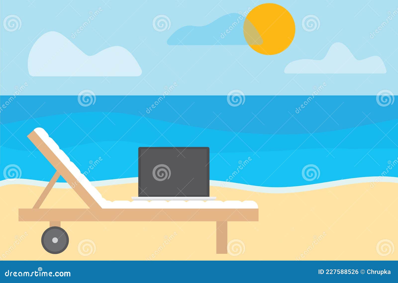 Workation, Working Remotely on a Laptop from Tropical Beach Stock ...