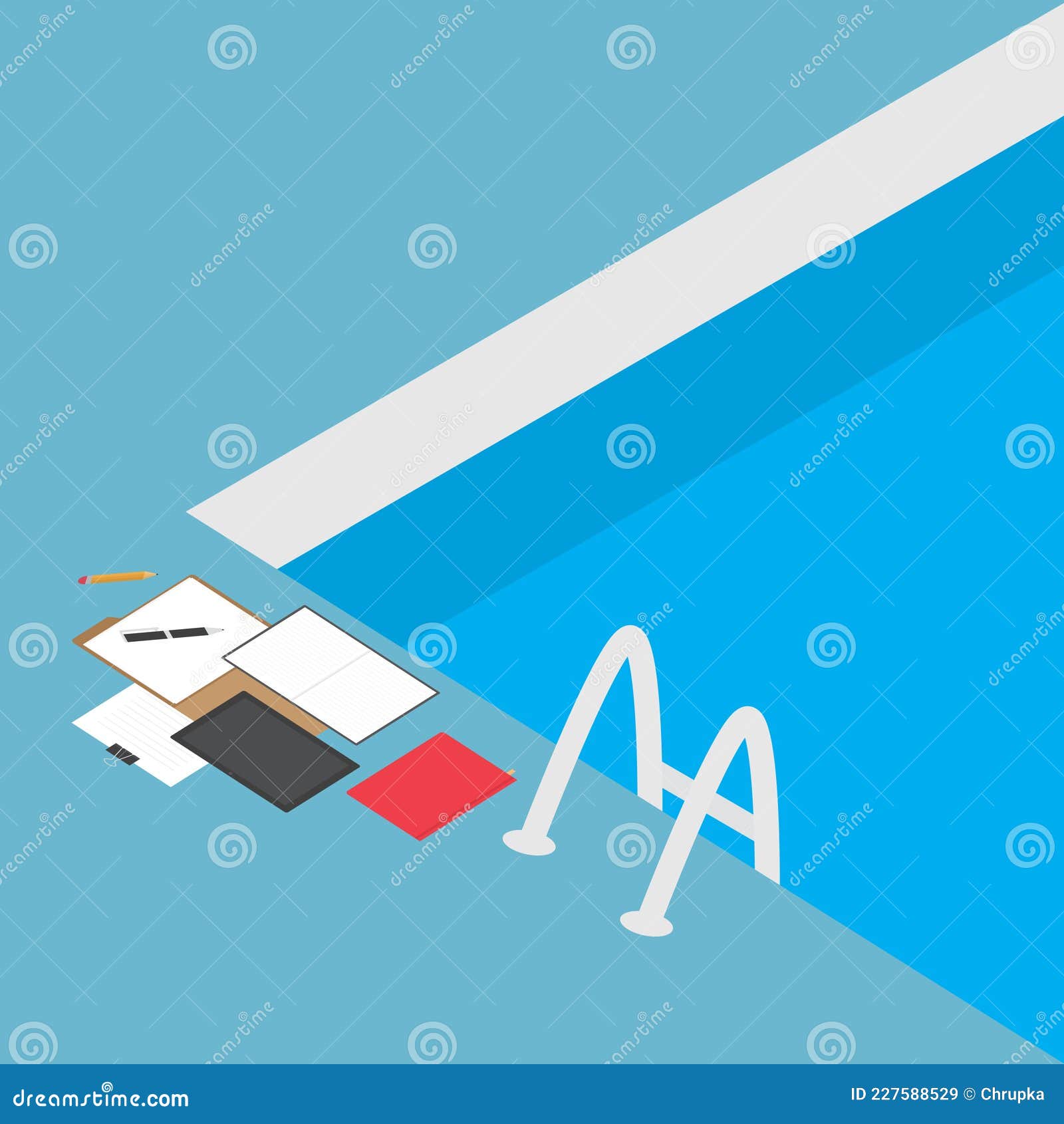 Workation, Working Remotely from the Pool Stock Vector - Illustration ...