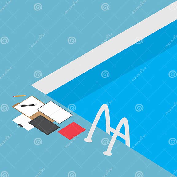 Workation, Working Remotely from the Pool Stock Vector - Illustration ...