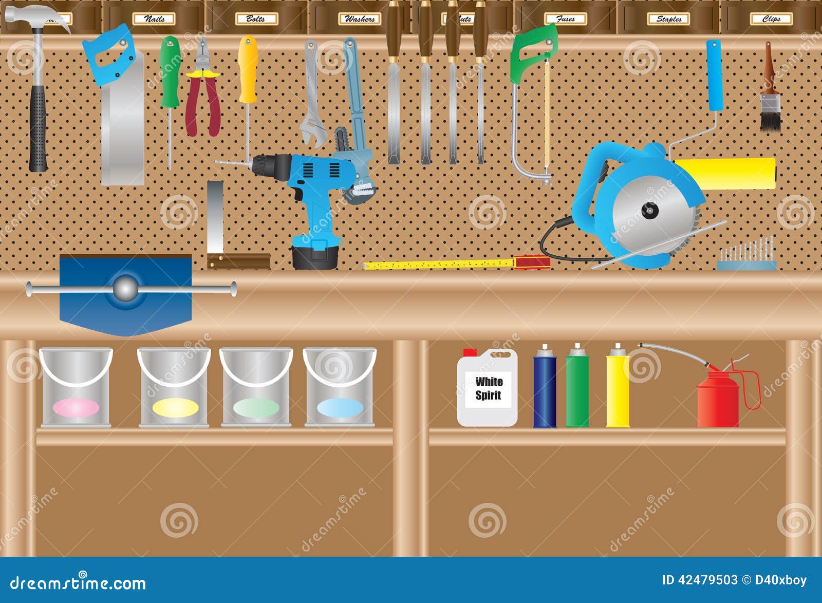 Workbench vektor illustrationer. Illustration av snickare - 42479503