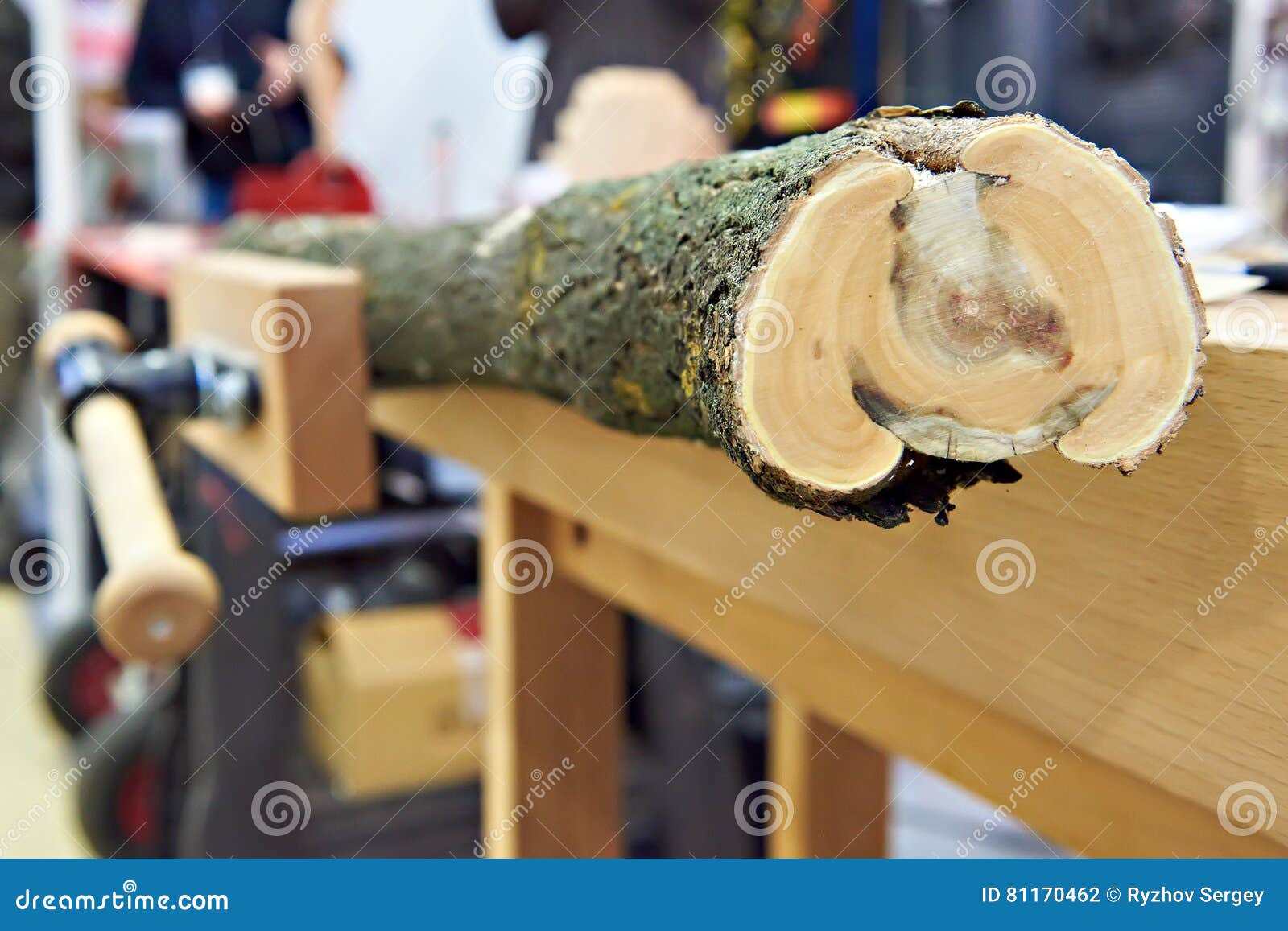 Workbench with Clamp and Tree Trunk Stock Photo - Image of tool, craft ...