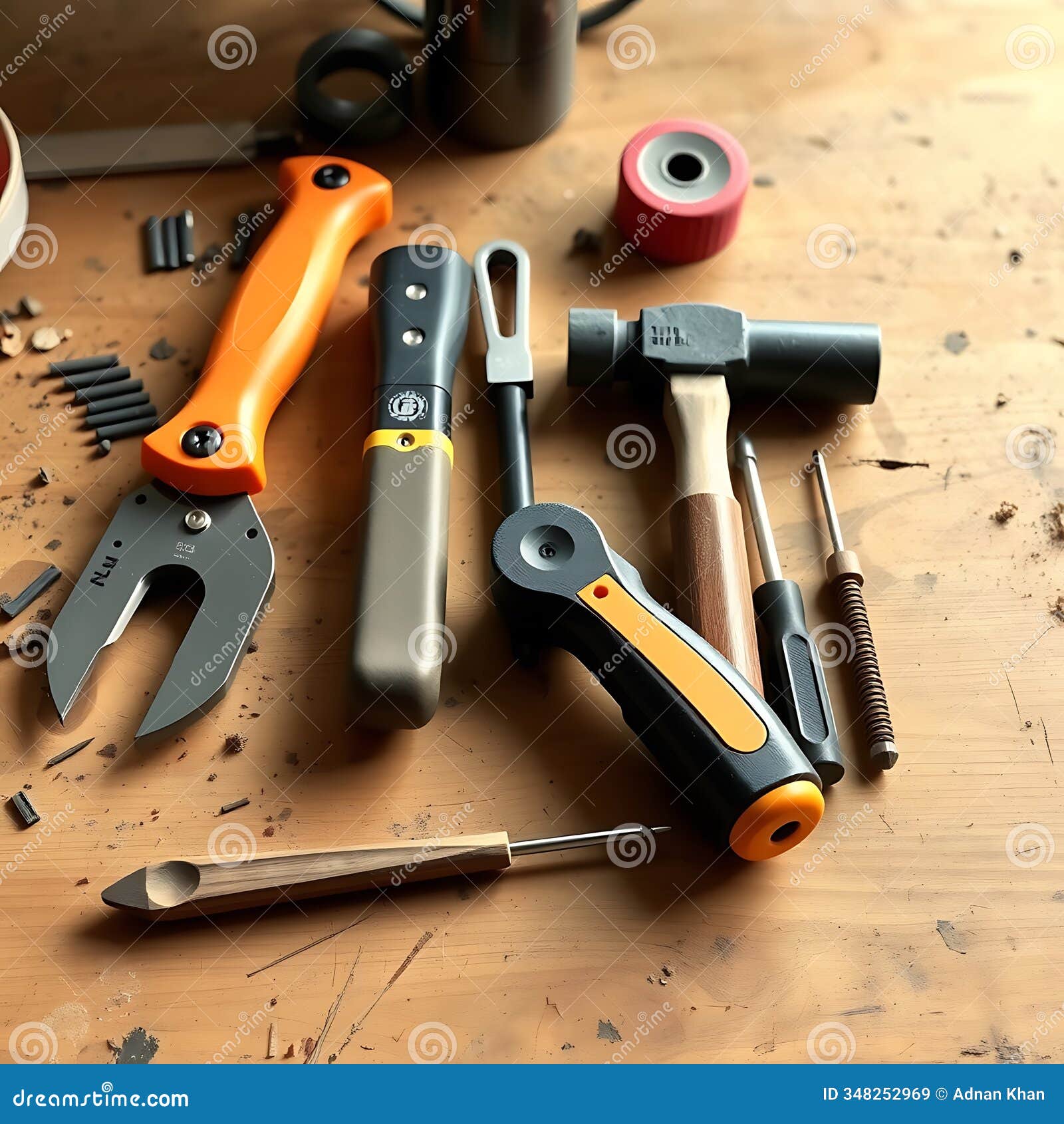 A Workbench with a Collection of Window Replacement Tools Such As a ...