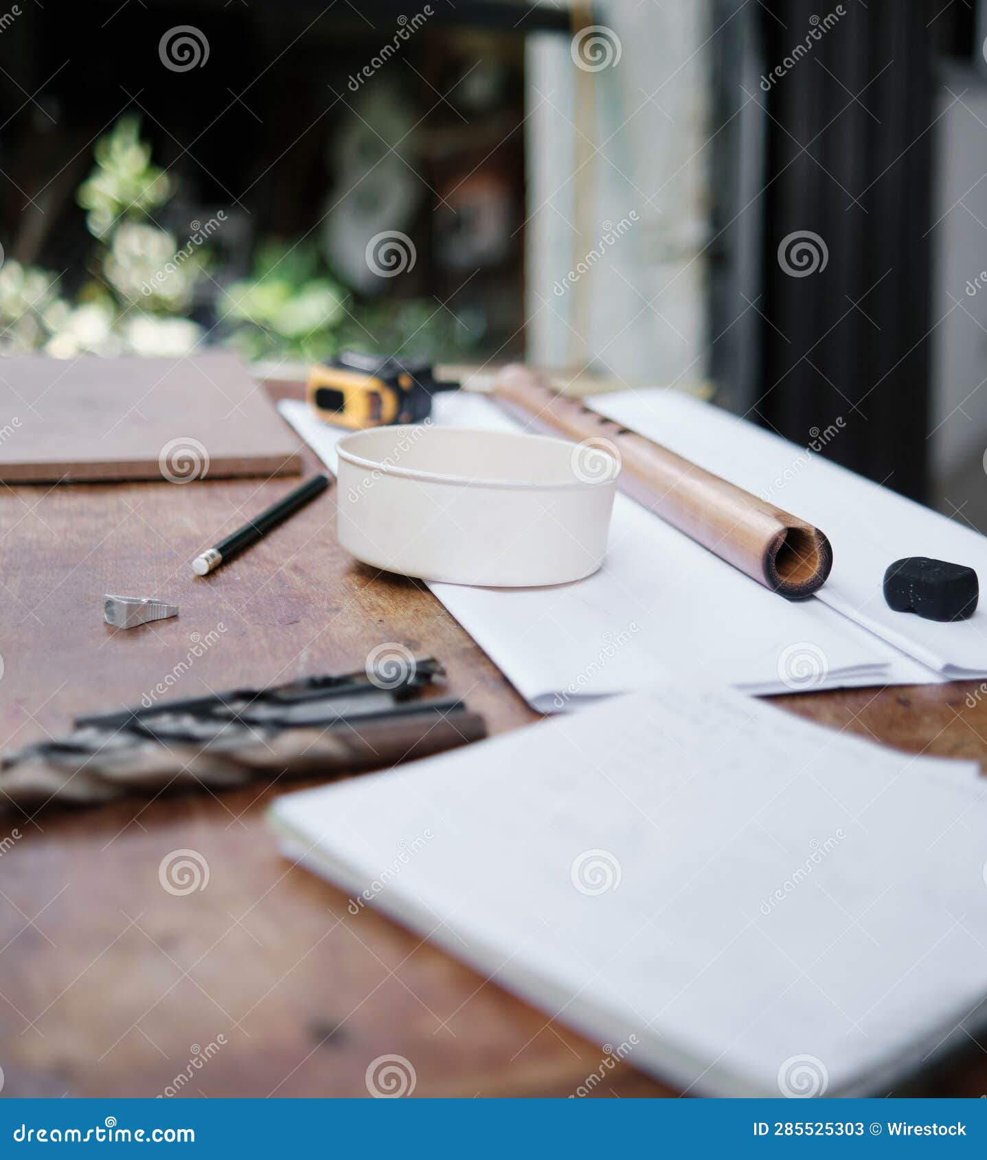 Workbench for the Construction of Flute Stock Image - Image of copy ...