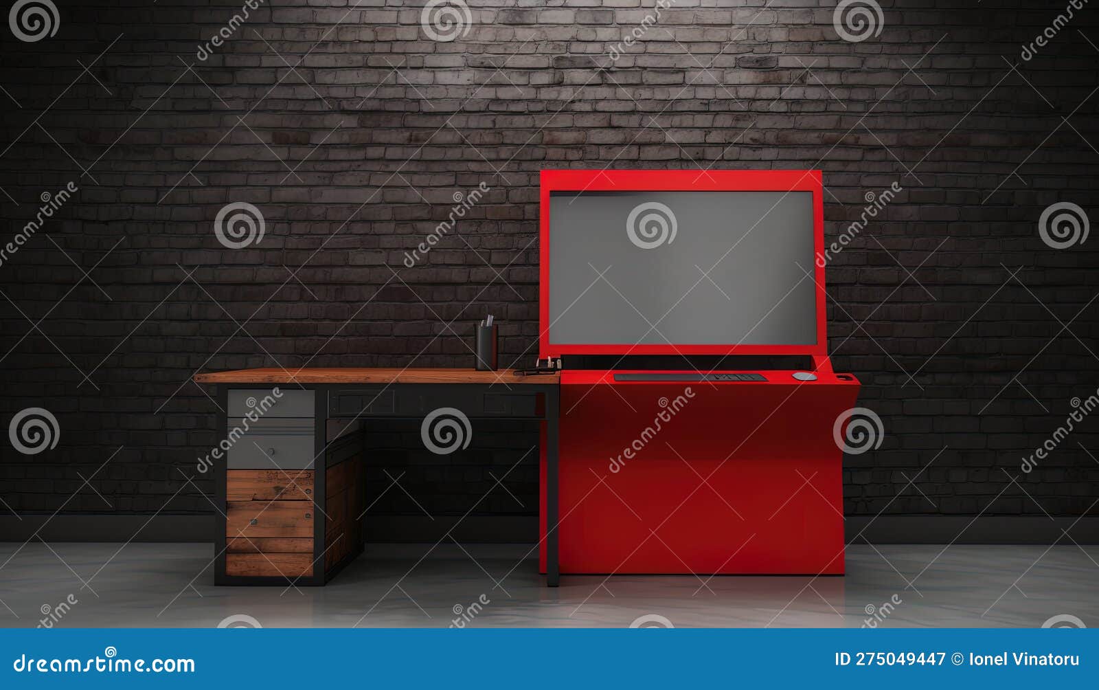 Workbench with Isolated Screen and Empty Space Stock Illustration ...