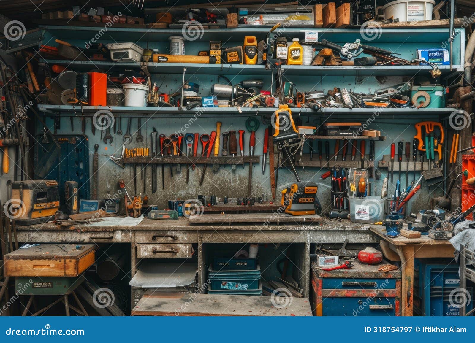 A Workbench in a Workshop is Filled with an Assortment of Tools and ...