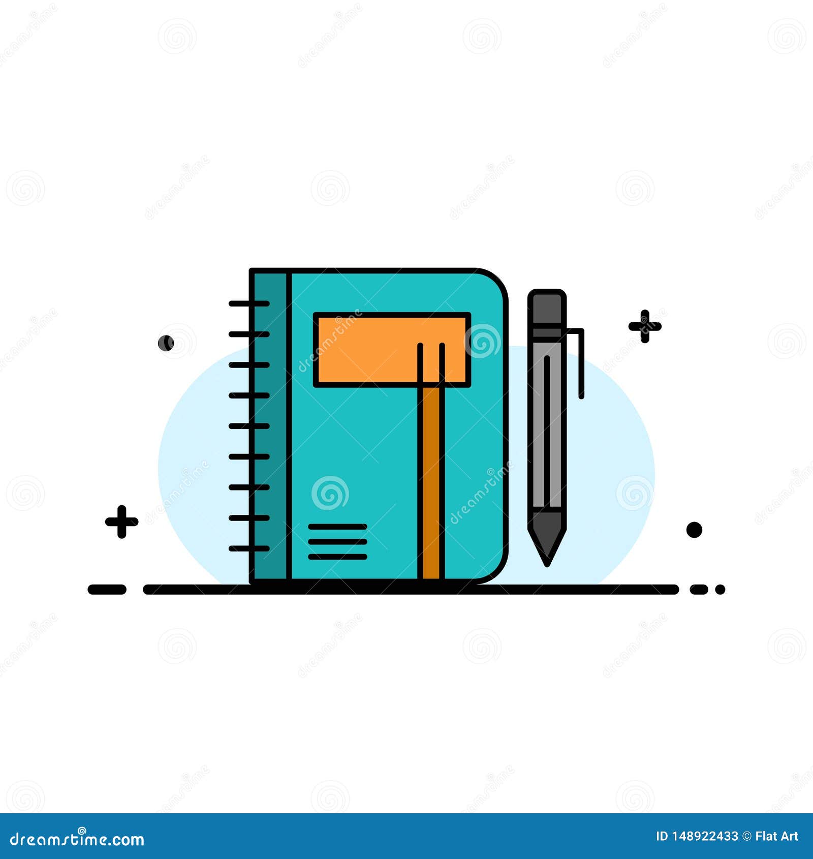 Workbook, Business, Note, Notepad, Pad, Pen, Sketch Business Flat Line ...