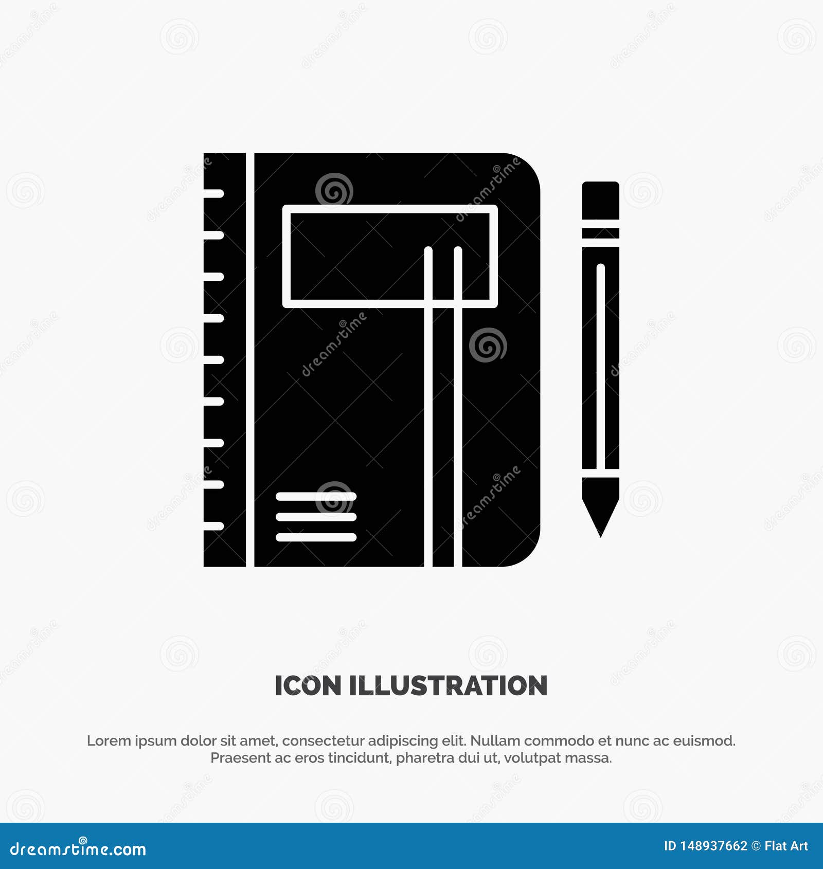 Workbook, Business, Note, Notepad, Pad, Pen, Sketch Solid Glyph Icon ...