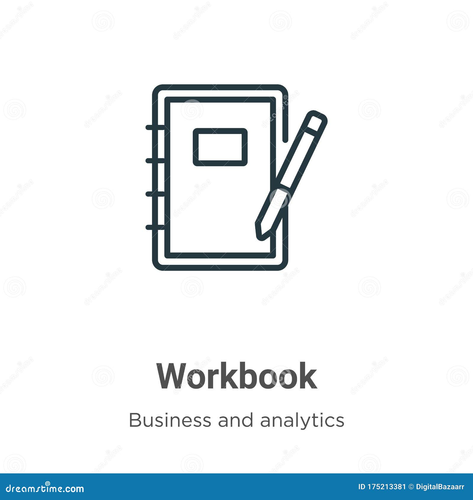 Workbook Outline Vector Icon. Thin Line Black Workbook Icon, Flat ...