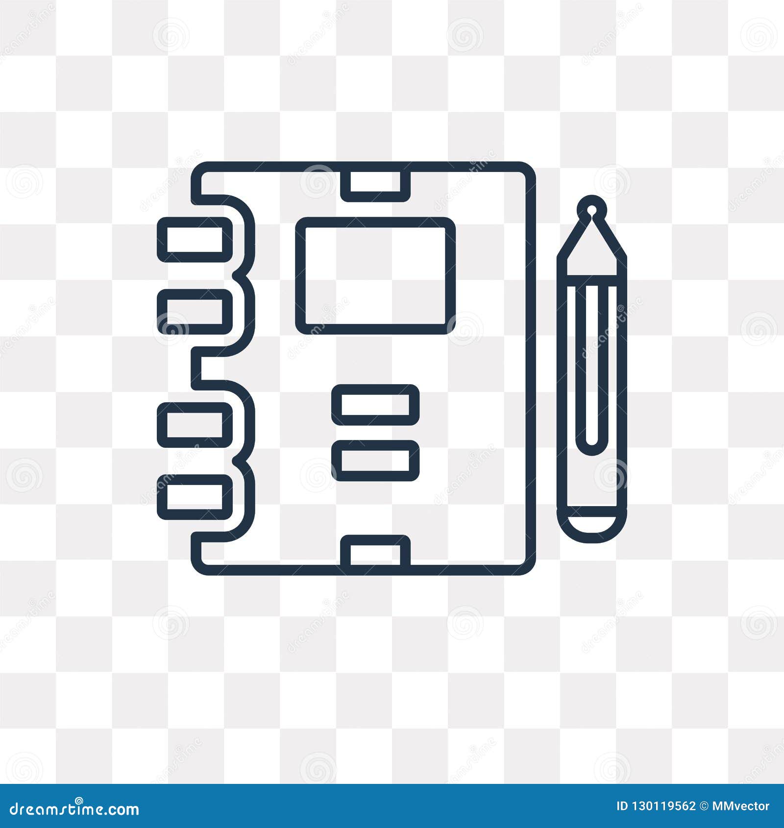 Workbook Vector Icon Isolated On Transparent Background, Linear ...
