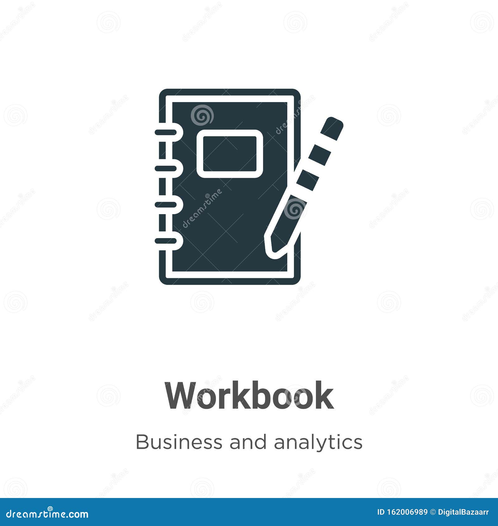 Workbook Vector Icon on White Background. Flat Vector Workbook Icon ...