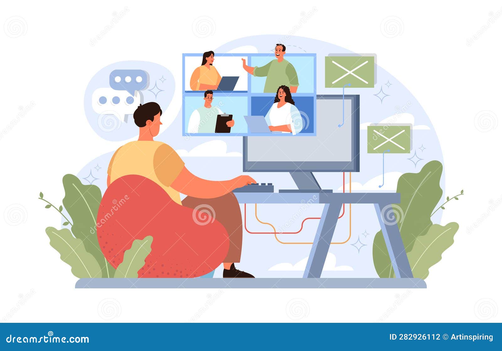 Workcation. Chatacter Working Away from the Office Stock Vector ...