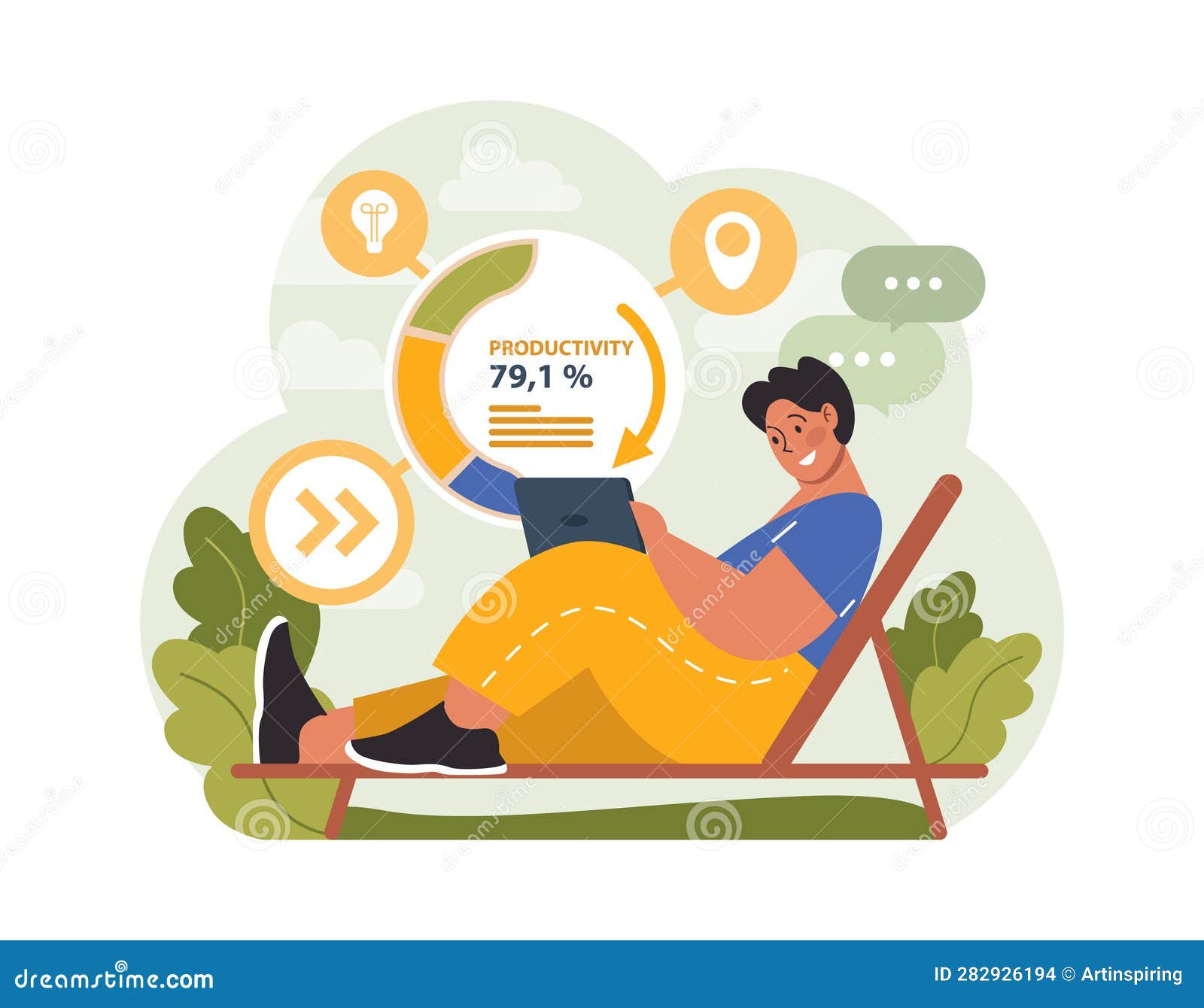 Workcation. Chatacter Working Away from the Office Stock Vector ...