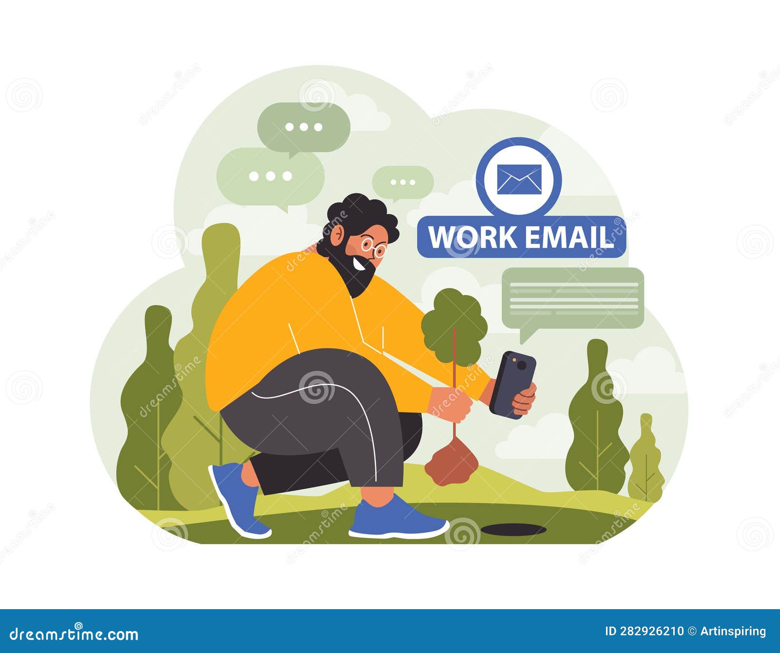 Workcation. Chatacter Working Away from the Office Stock Vector ...