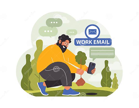 Workcation. Chatacter Working Away from the Office Stock Vector ...