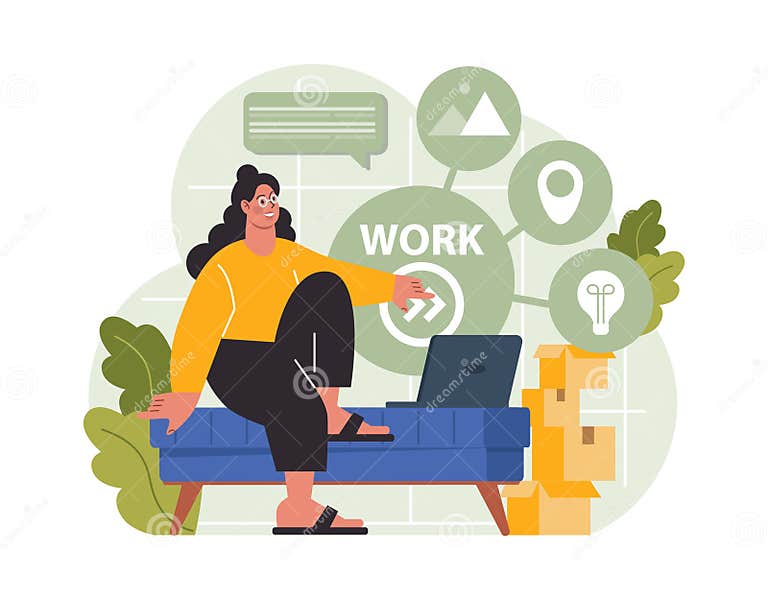 Workcation. Chatacter Working Away from the Office Stock Vector ...