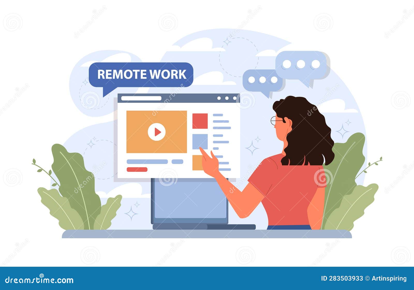 Workcation. Chatacter Working Away from the Office Stock Vector ...