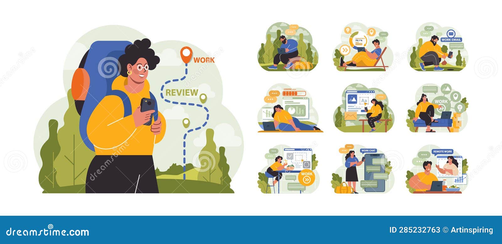 Workcation. Chatacter Working Away from the Office Stock Vector ...